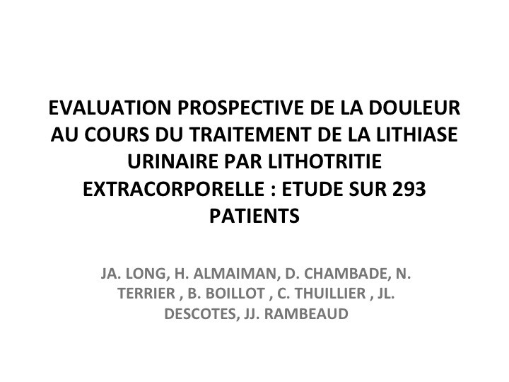 Urofrance | Communications orales - Lithiase : diagnostics et ...